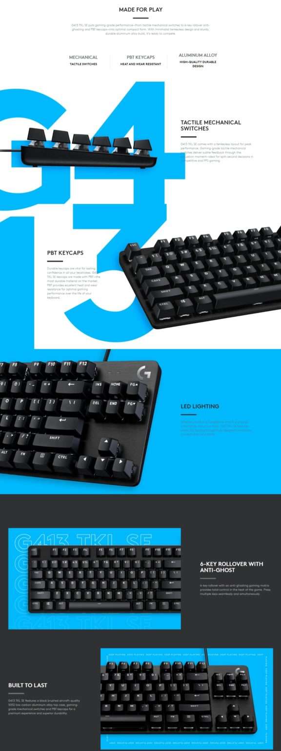 Logitech G413 TKL SE Mechanical Gaming Keyboard – EaseTec