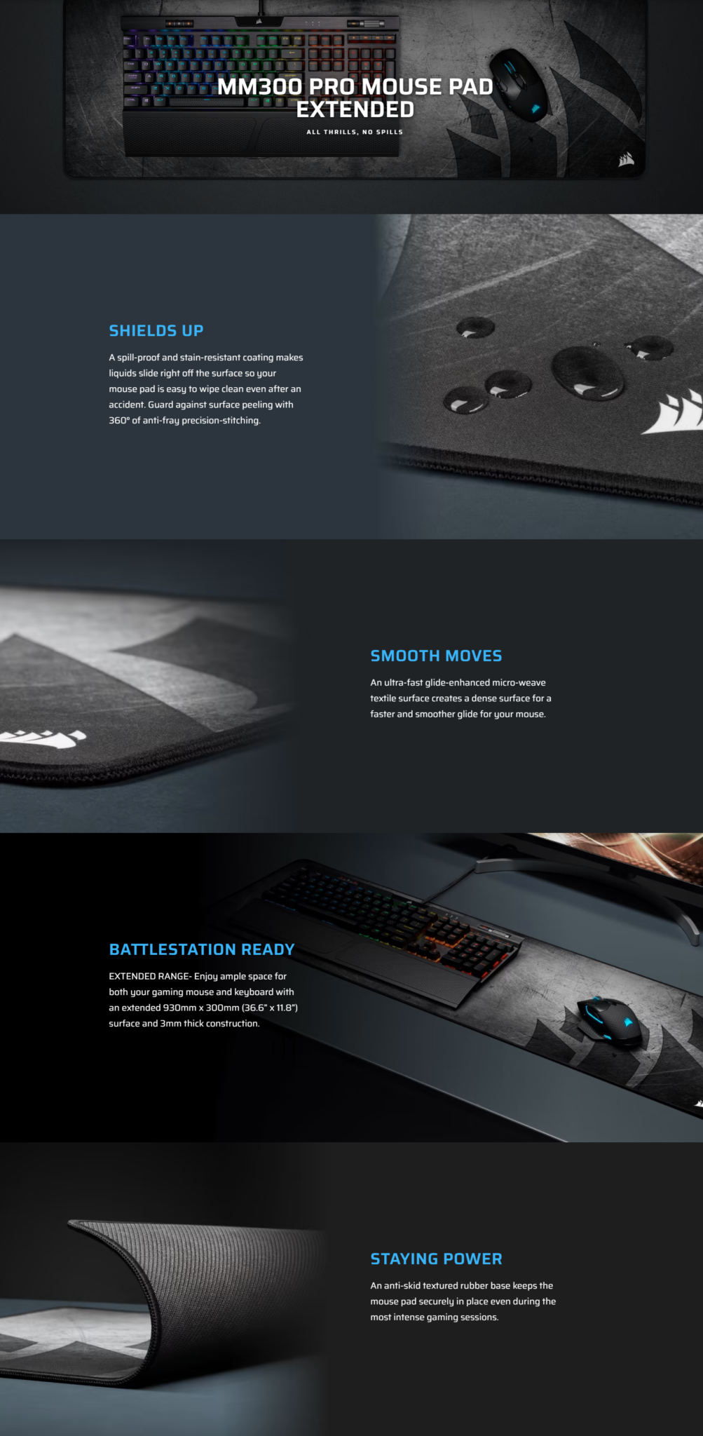 Corsair MM500 v2 Hybrid Cloth Gaming Mouse Pad – Large – EaseTec